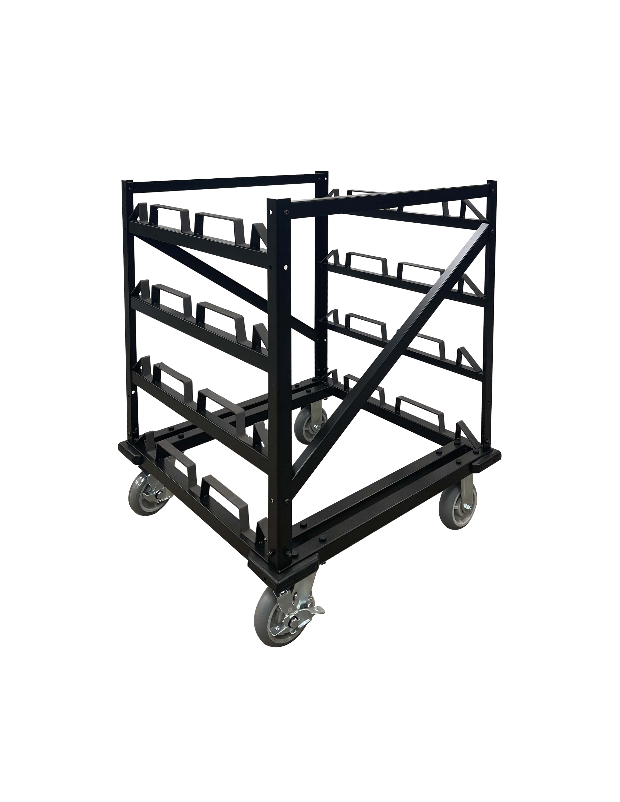 12 POST-NO TRAY HORIZONTAL STANCHION CART | Queue Solutions